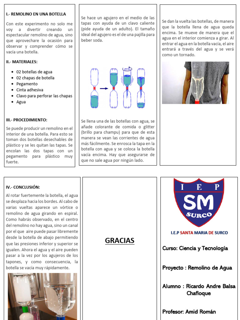 Triptico Ricardo - Torbellino de Agua | PDF | Botella | Agua