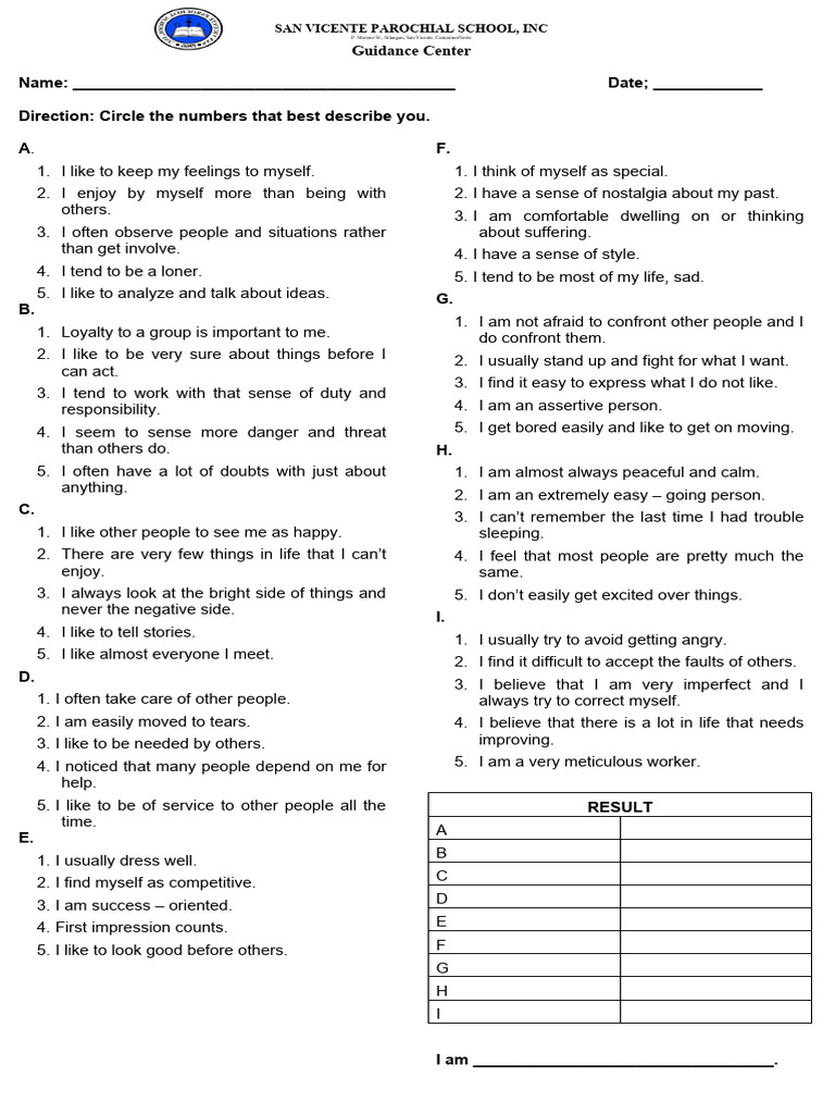 Enneagram Test Final - Short | PDF