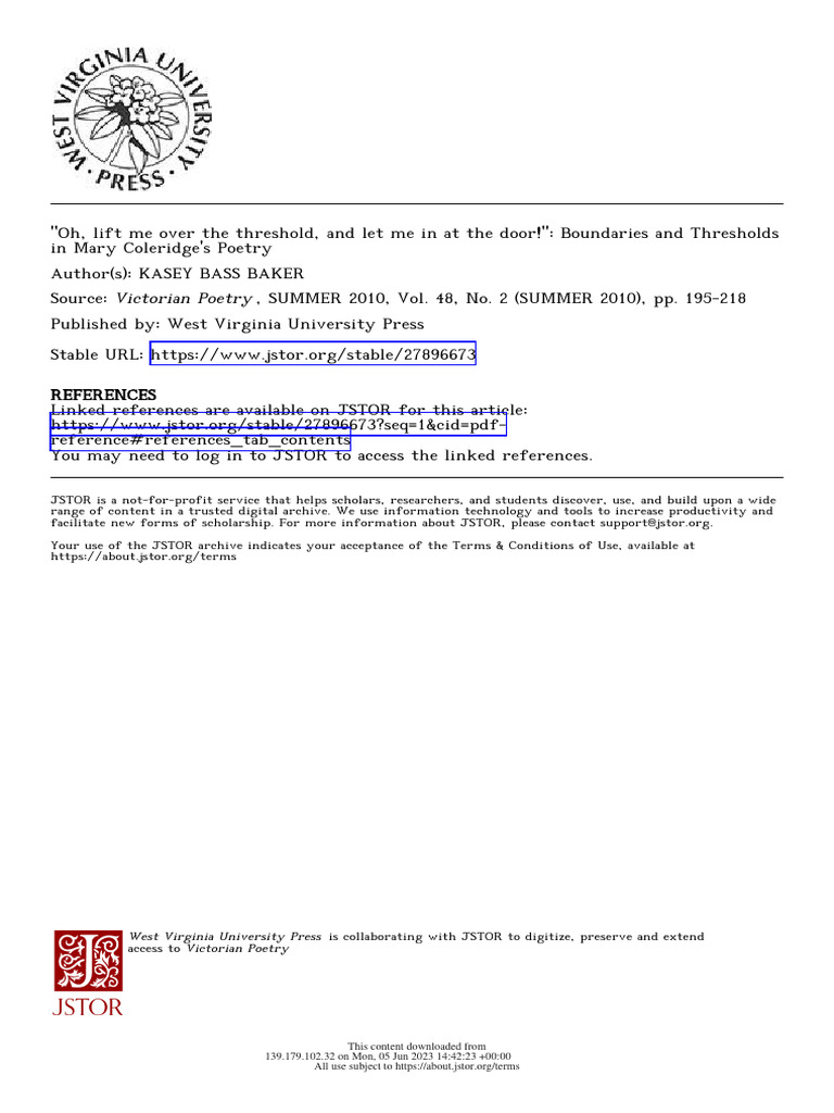 "Oh, Lift Me Over The Threshold, and Let Me in at The Door ...