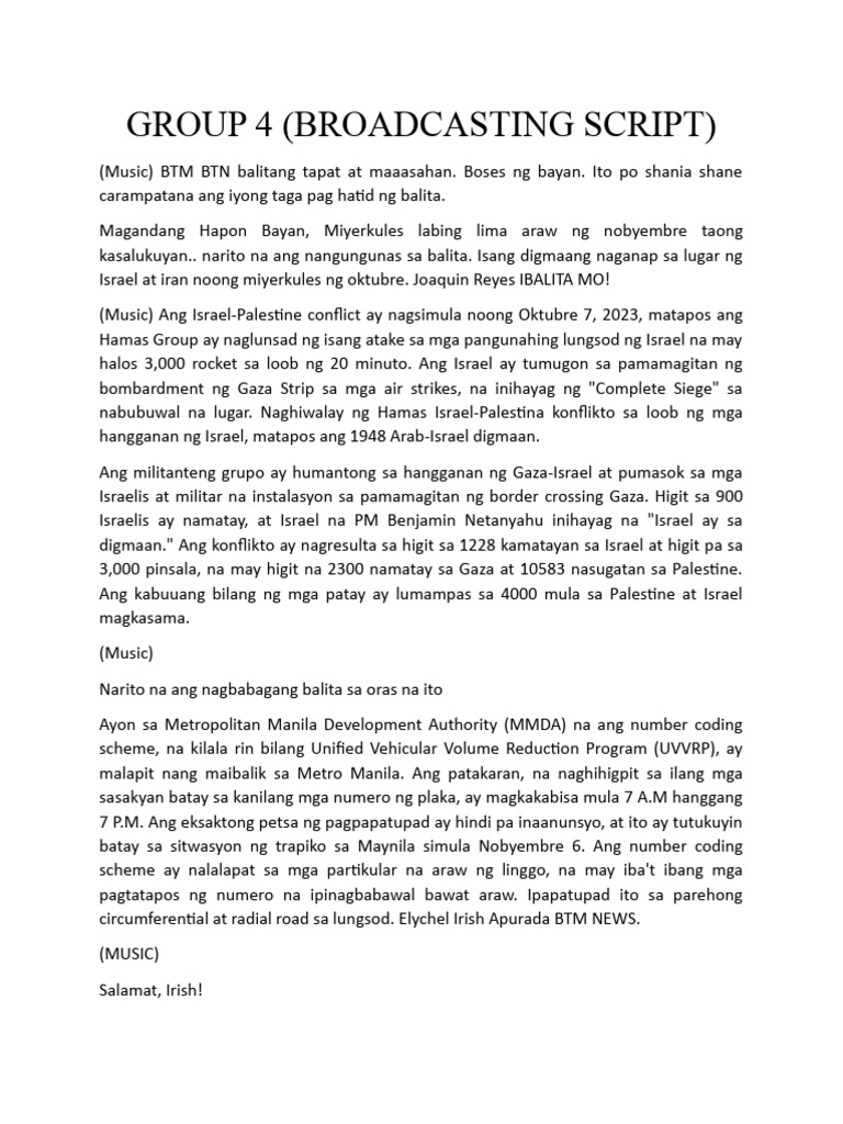 Broadcasting Script | PDF