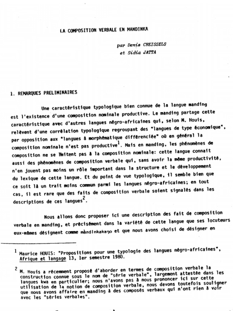 La Composition Verbale en Mandinka | PDF