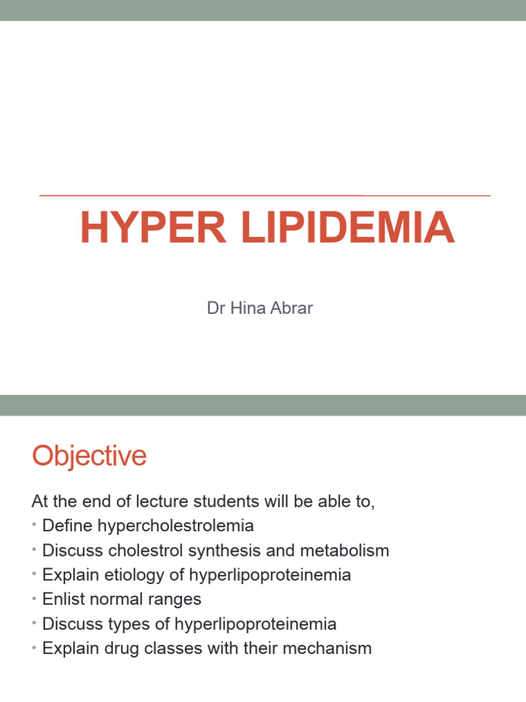 Hyperlipidemia | PDF | Lipoprotein | Cholesterol