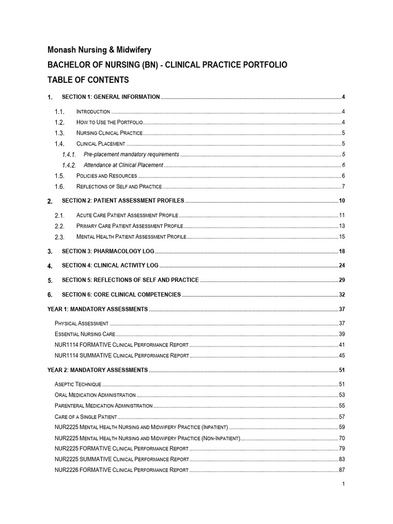 Monash Nursing Clinical Practice Portfolio | PDF | Nursing | Health ...