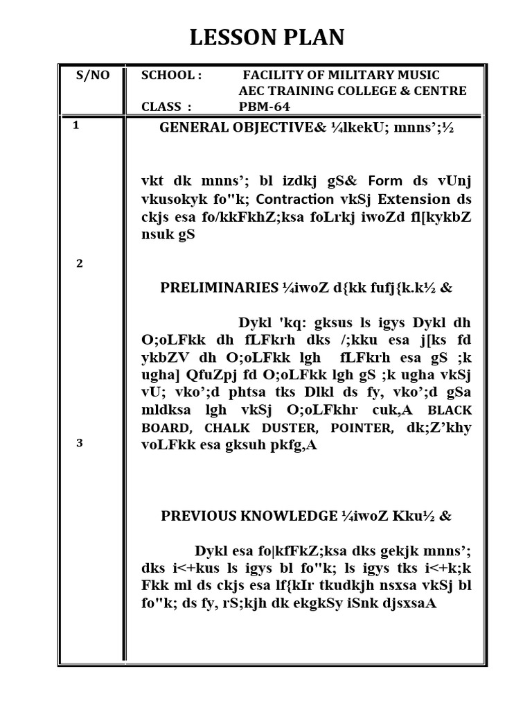 Music Lession Plan 4 | PDF | Teaching