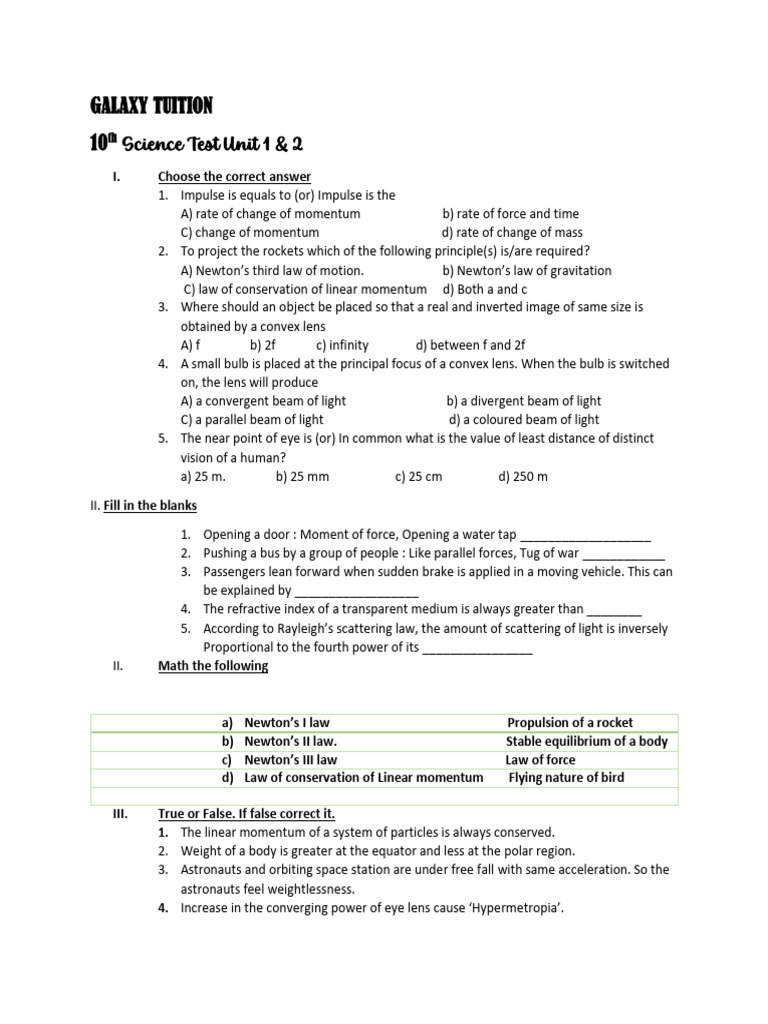 10th Science | PDF | Momentum | Mass