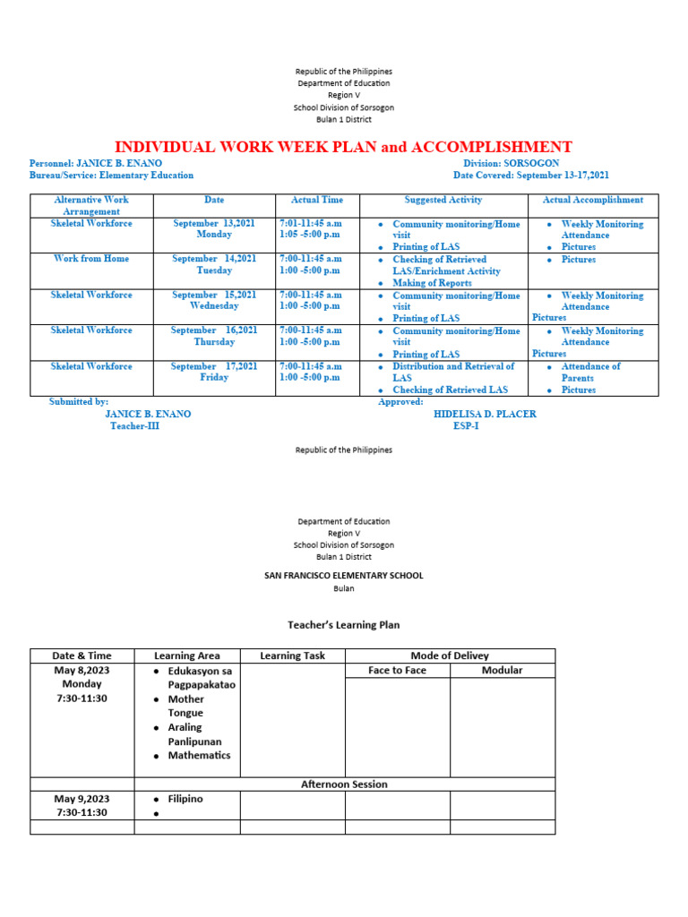 Teacher's Learning Plan | PDF