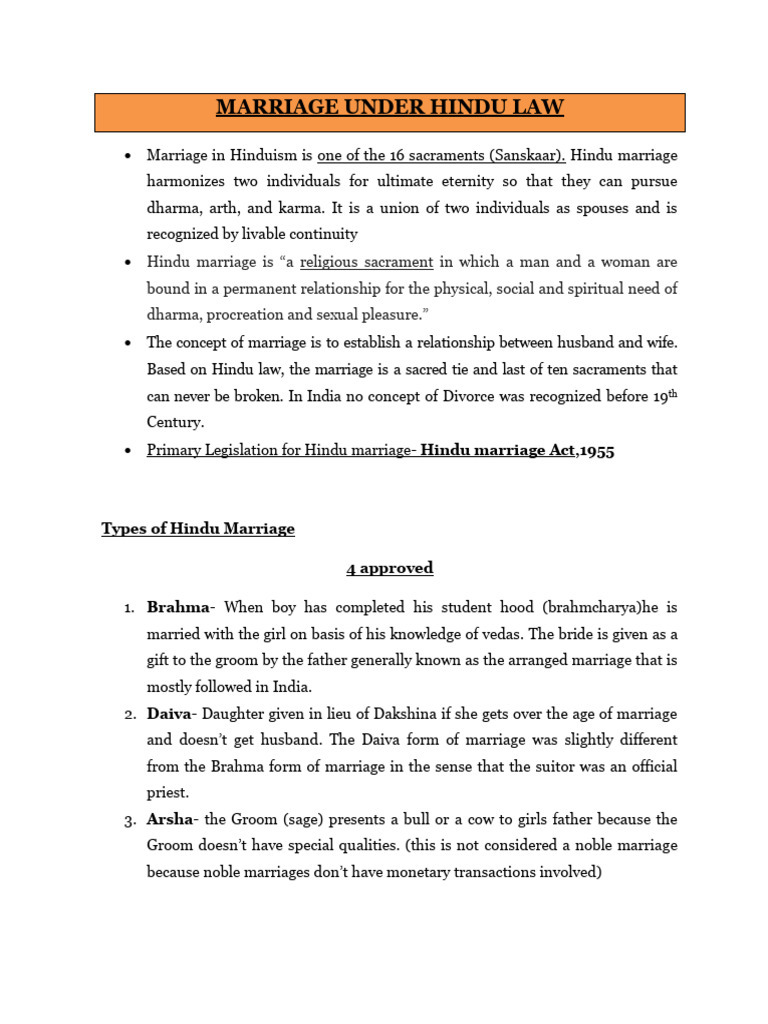 Hindu Marriage Laws and Types Explained | PDF | Annulment | Marriage