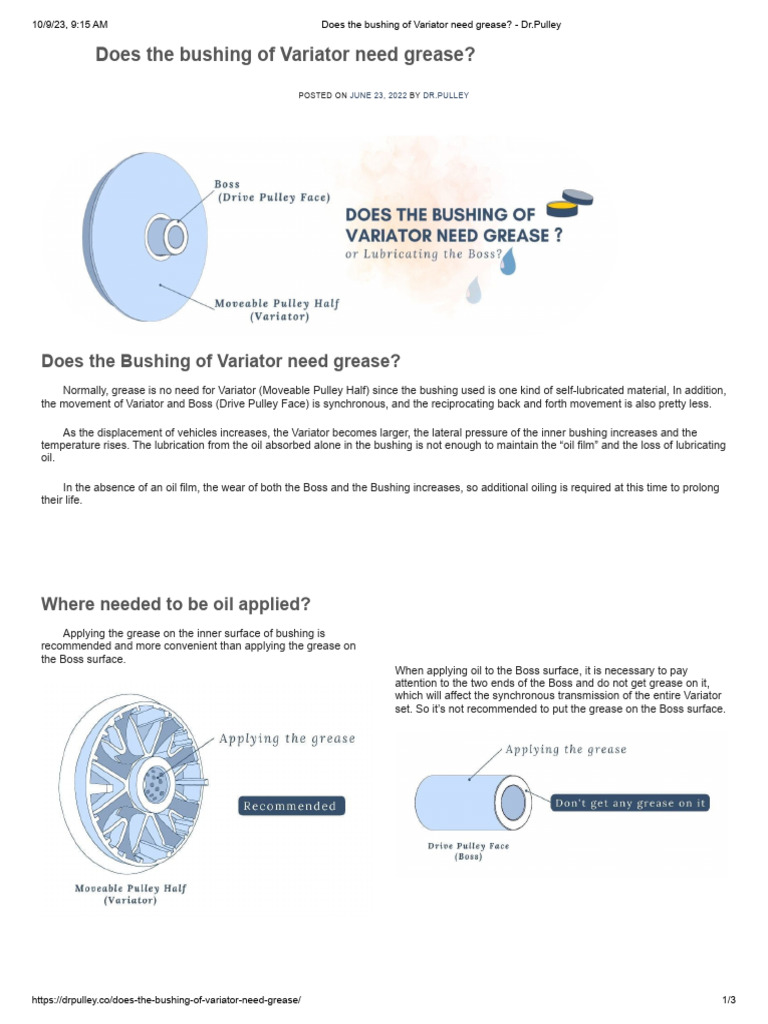 Does The Bushing of Variator Need Grease - DR - Pulley | PDF | Building ...