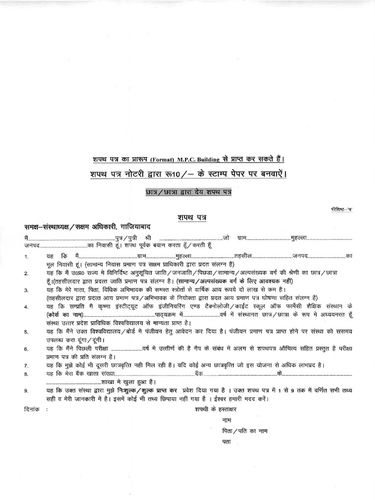 Affidavit Student | PDF