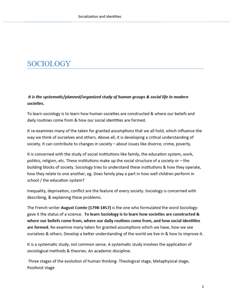 Understanding Socialization and Identities | PDF | Sociology ...