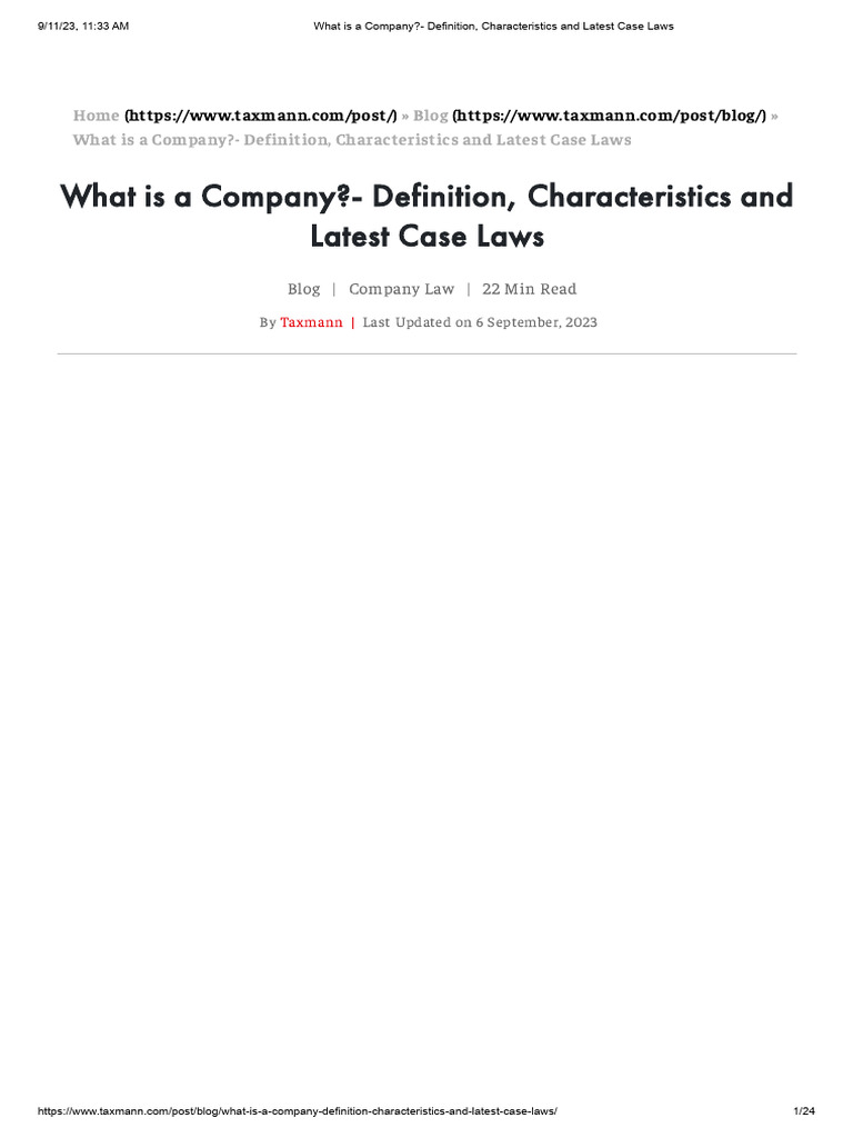 What Is A Company - Definition, Characteristics and Latest Case Laws ...