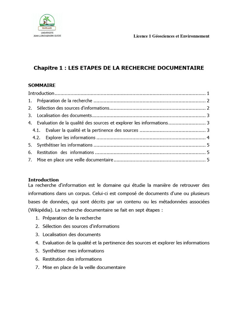 Étapes de la Recherche Documentaire | PDF | Recherche d'information ...