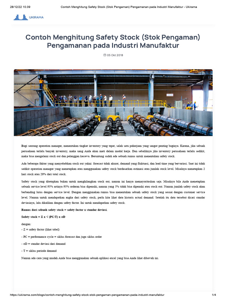Contoh Menghitung Safety Stock (Stok Pengaman) Pengamanan Pada Industri ...