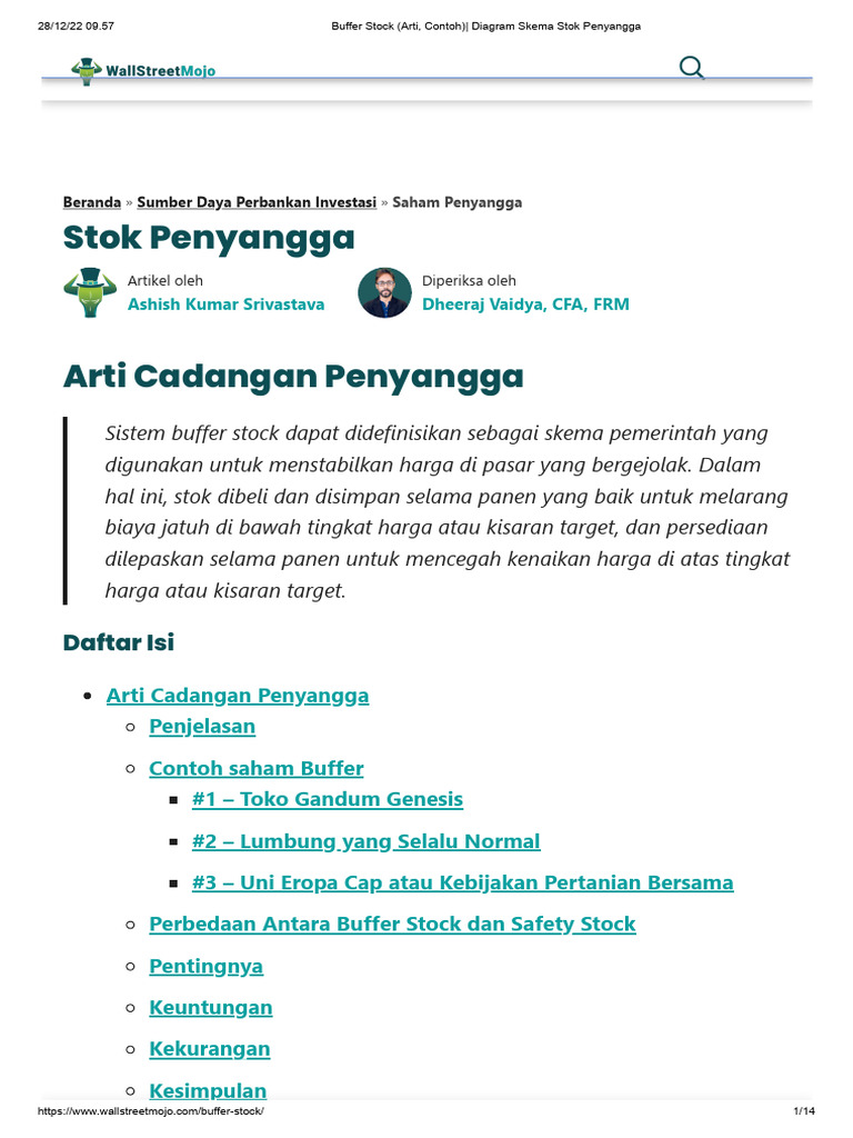 Arti dan Contoh Buffer Stock | PDF