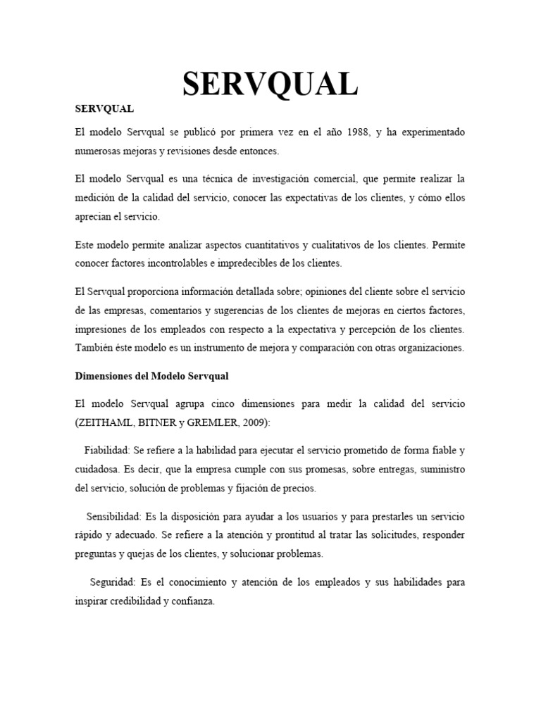 SERVQUAL | PDF | Calidad (comercial) | Business