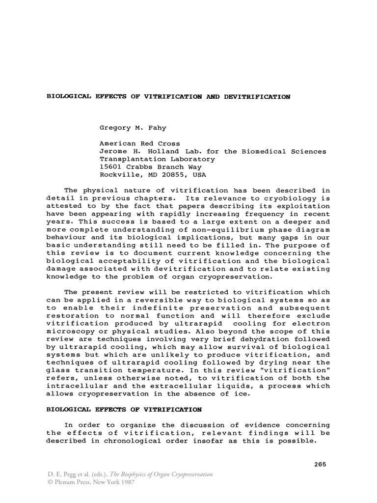 Biological Effects of Vitrification and Devitrification | PDF ...