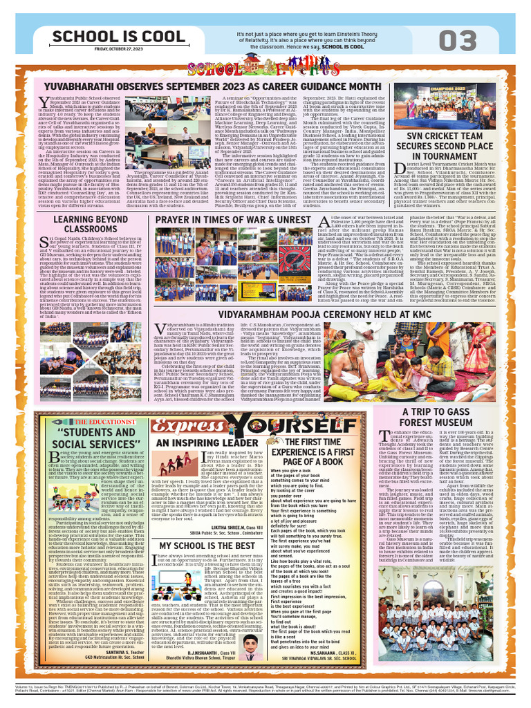 Yuvabharathi Public School Career Guidance Month | PDF