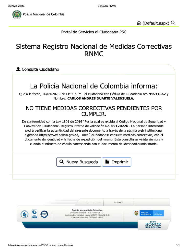 Consulta RNMC | PDF