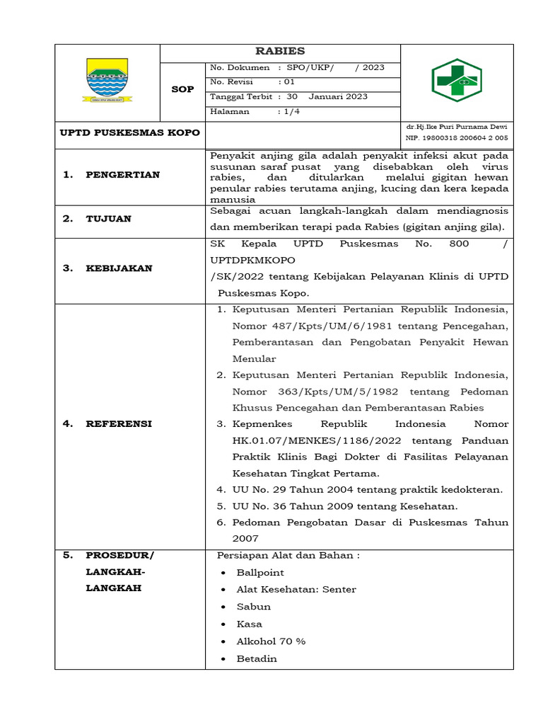 Sop Rabies | PDF