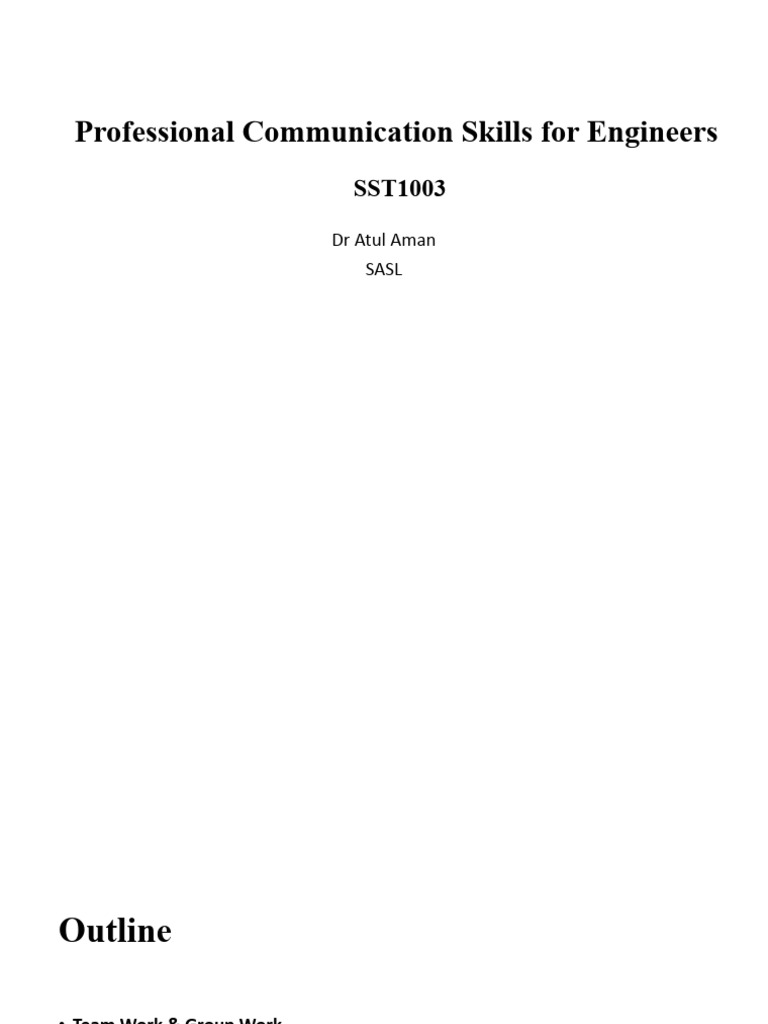 Professional Communication Skills For Engineers: DR Atul Aman Sasl | PDF | Decision Making ...