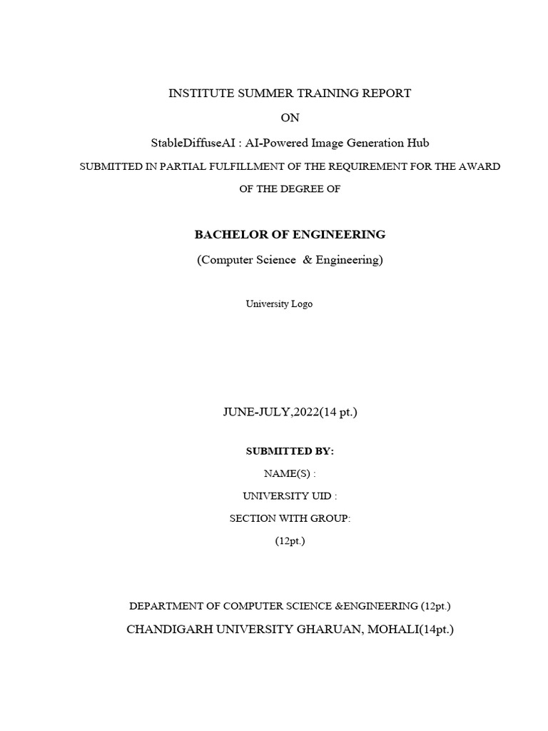 Format Of Training Report Pdf Thesis Times New Roman