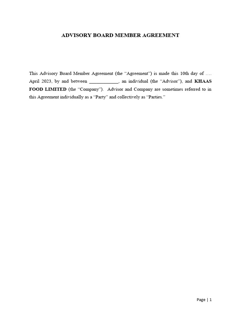 Advisory Board Member Agreement Template | PDF | Trade Secret | Information