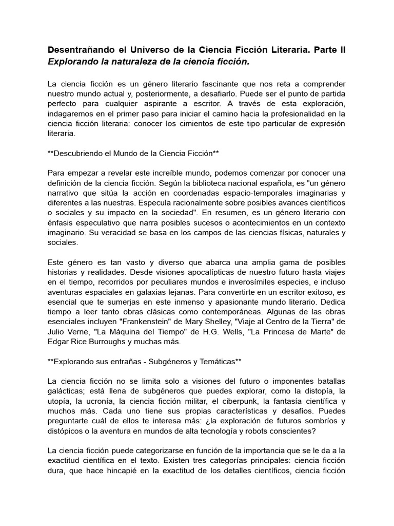 Introducción a la Ciencia Ficción Literaria | PDF | Ciencia ficción