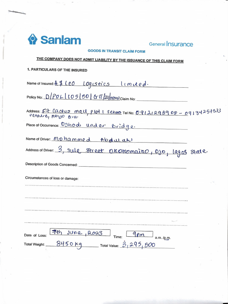 Git Claim Form1 | PDF