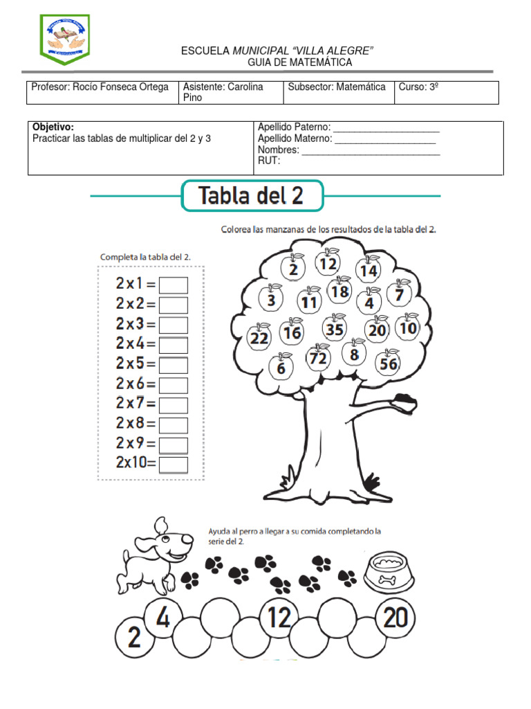 Guia Tablas de Multiplicar 2 y 3 | PDF