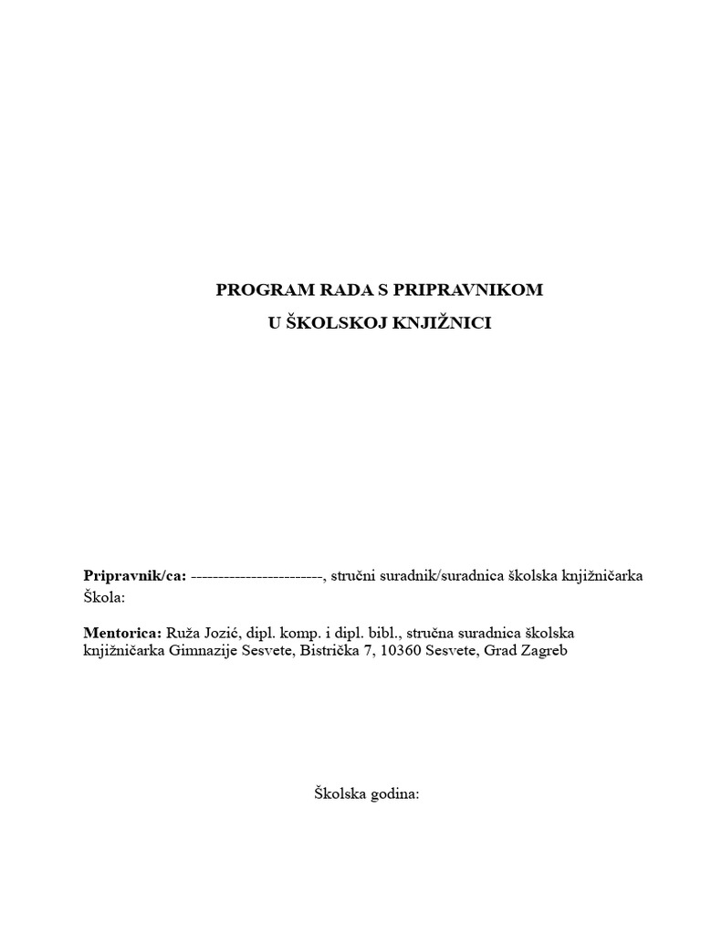 1 - Pripravnici - Operativni Program Rada | PDF
