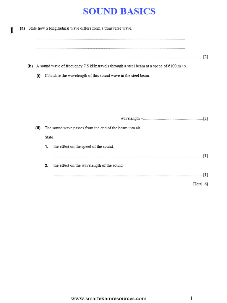 3.10.1-Sound Basics-Set-1-qp-ms | Download Free PDF | Sound | Waves