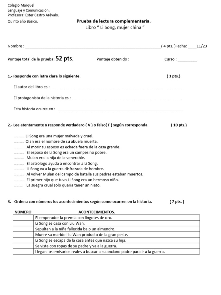 Prueba Li Song | PDF