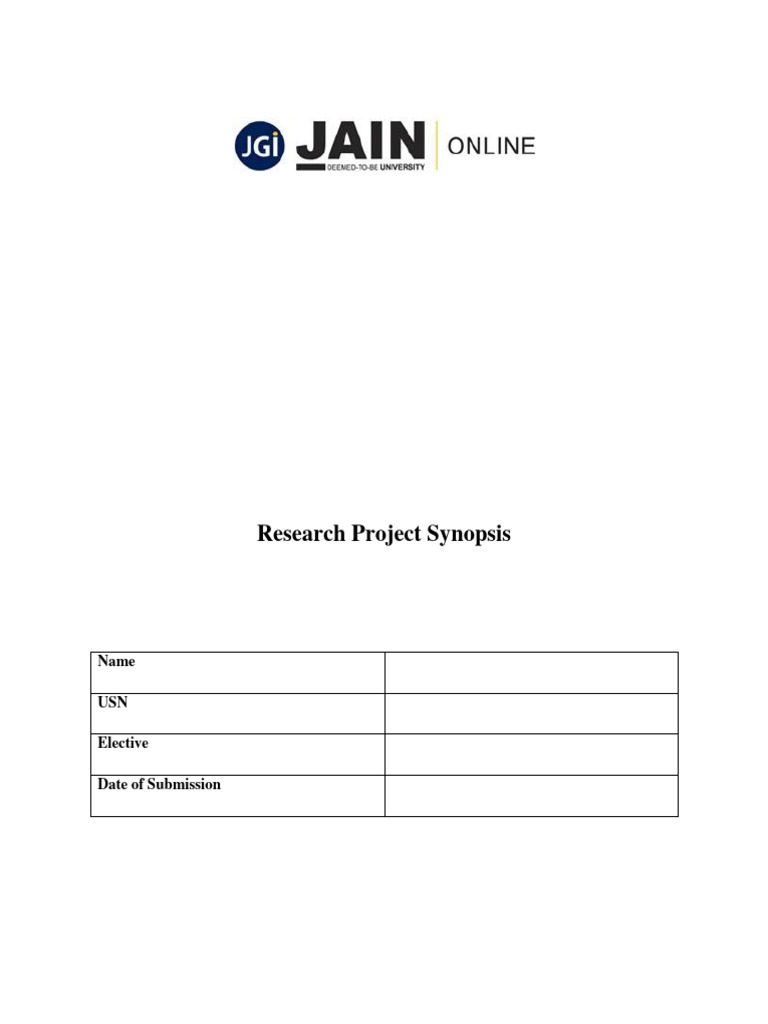 Jain University - Synopsis - Sample | Download Free PDF | Social Media | Popular Culture & Media ...