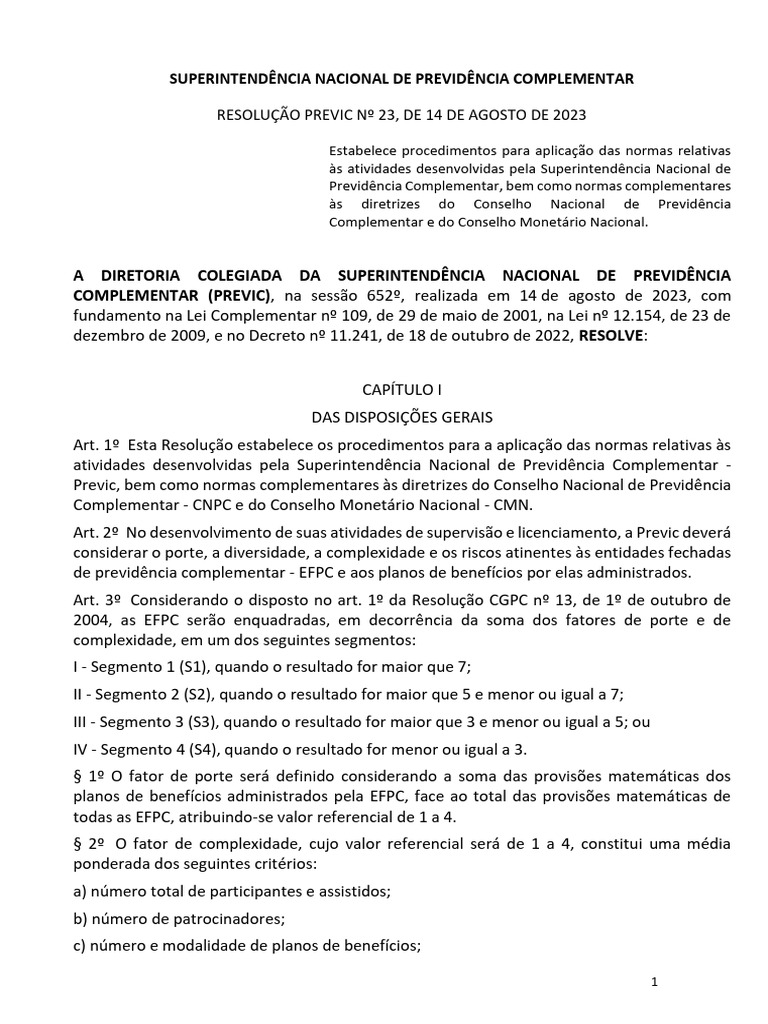 Resolução PREVIC 23/2023: Normas de Governança para EFPC | PDF ...