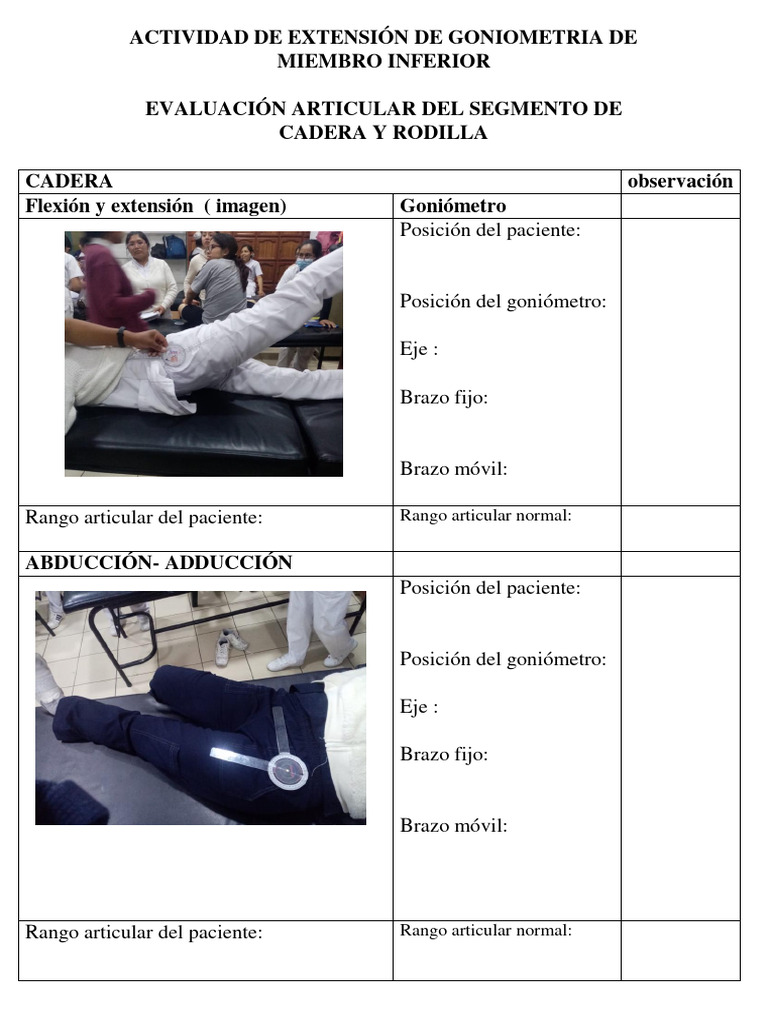 Actividad de Extensión de Goniometria de Miembro Inferior | PDF ...