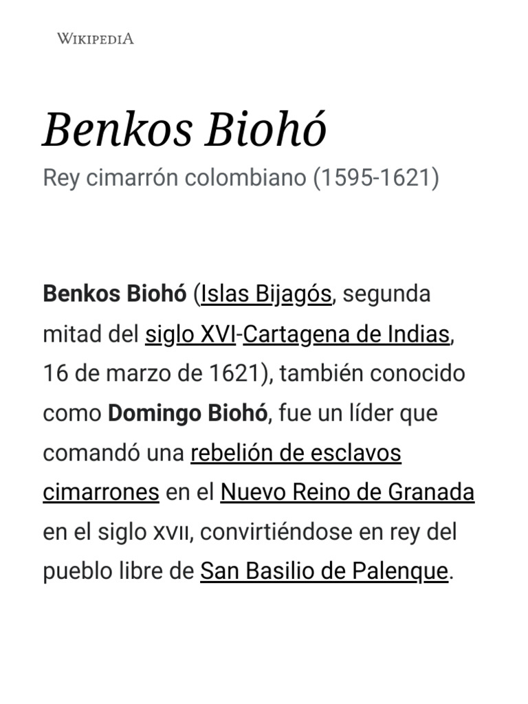 Benkos Biohó | PDF | Esclavitud | Trabajo no libre
