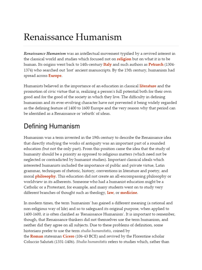 Renaissance Humanism | PDF | Humanism | Renaissance