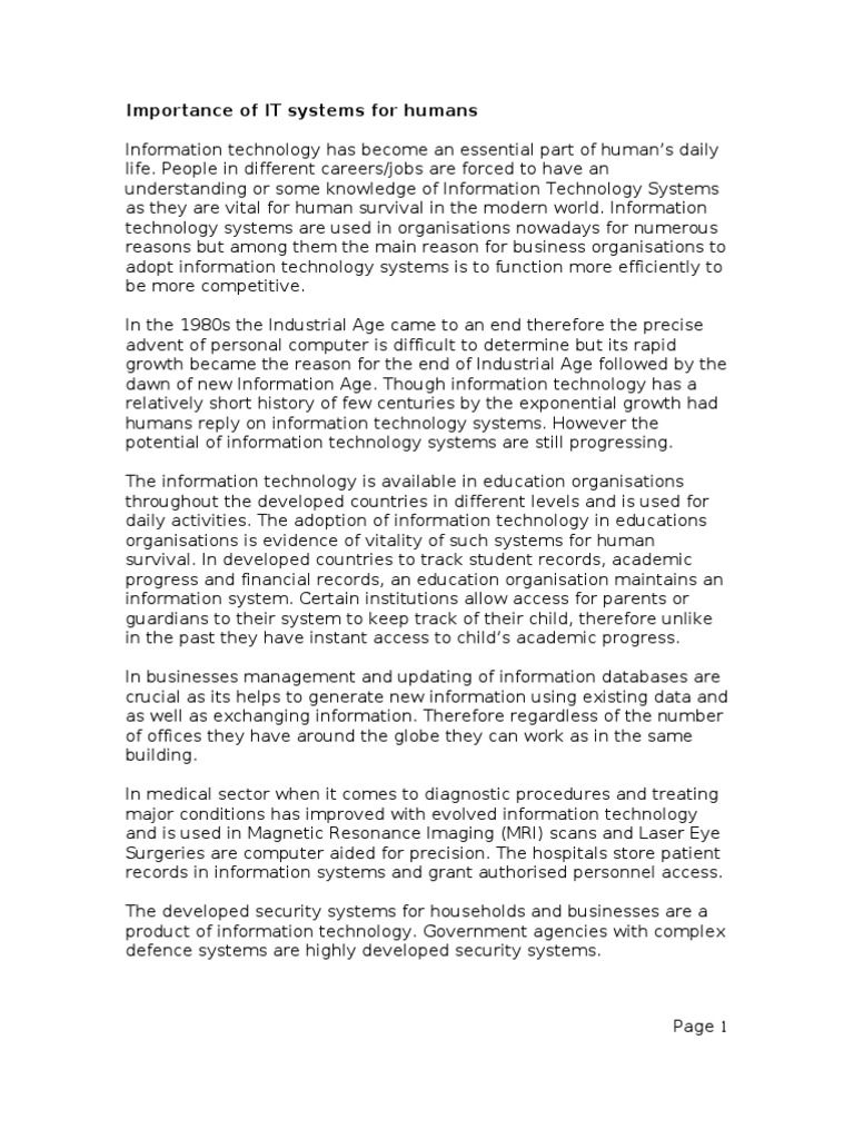 Impact of Information Technology in Everyday Life | PDF | Turnitin ...