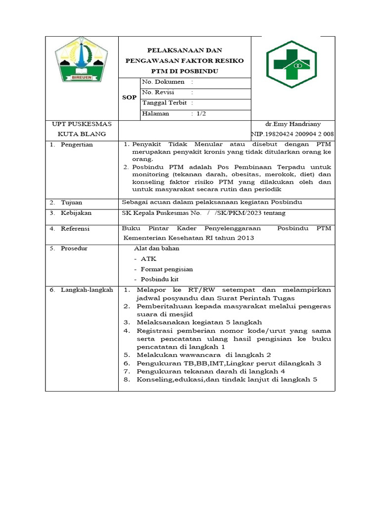 Sop Skrining PTM 2o23 | PDF