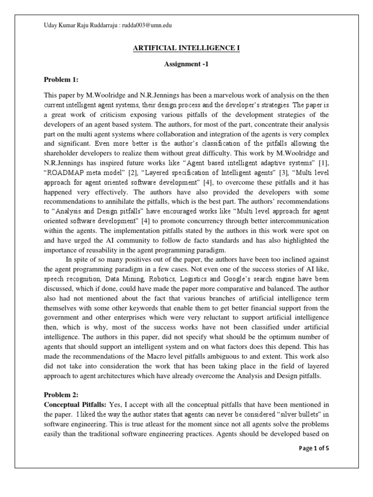 Artificial Intelligence I Assignment - 1 Problem 1:: Uday Kumar Raju ...