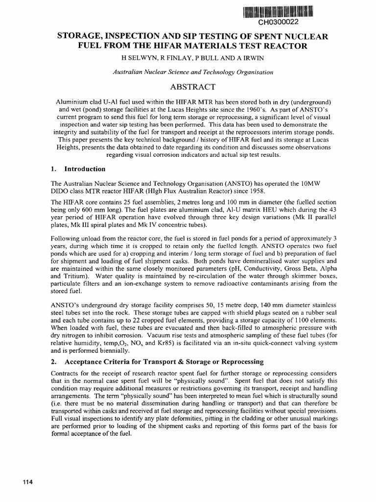 SNF Inspection | Download Free PDF | Nuclear Fuel | Spent Nuclear Fuel