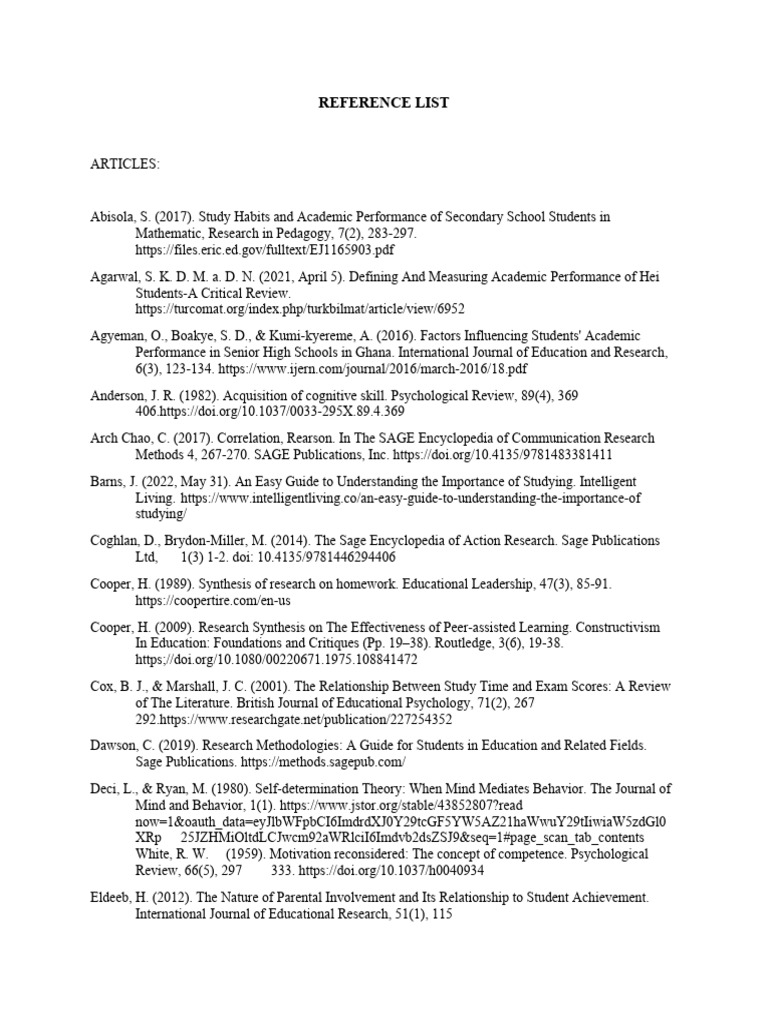 Reference List | PDF | Neuroscience | Cognition