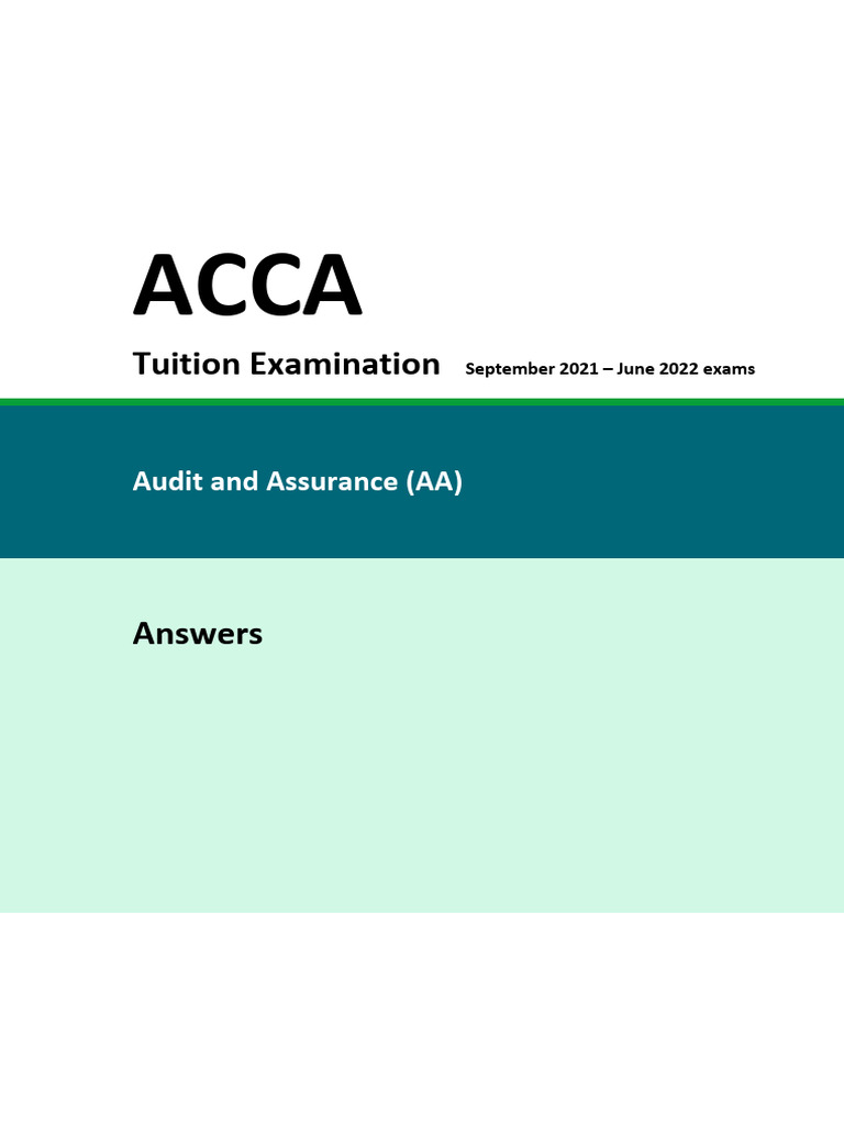 ACCA AA Exam Answers Overview | PDF | Going Concern | Audit