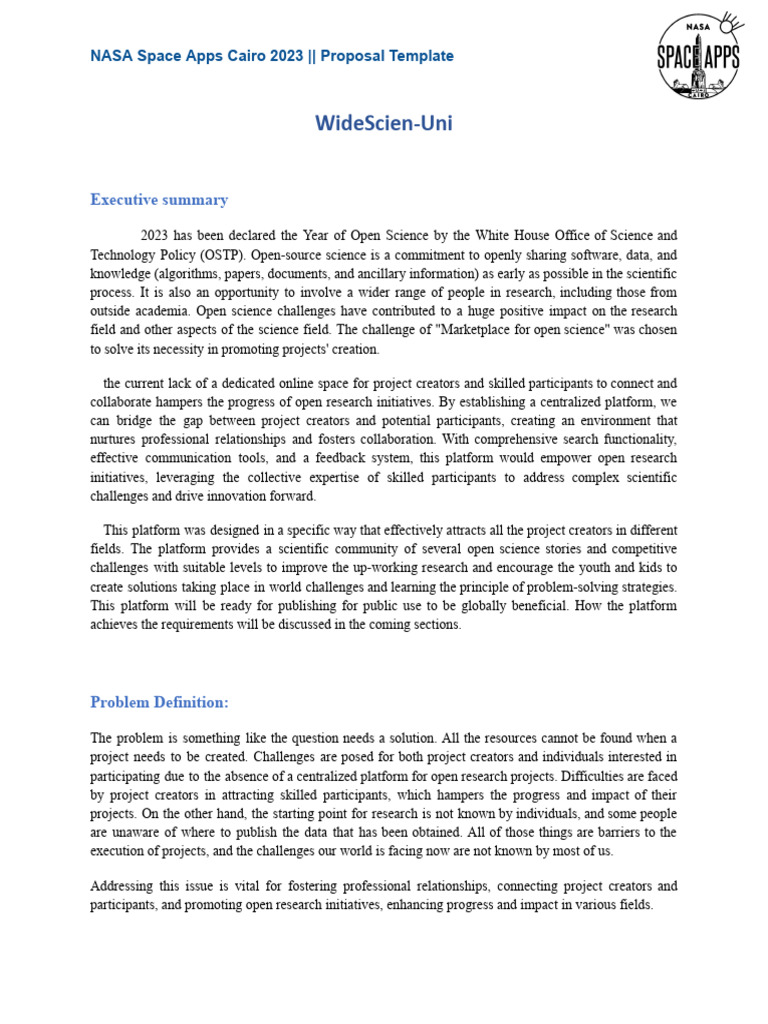 NASA Space App Proposal | PDF | Websites | Mobile App