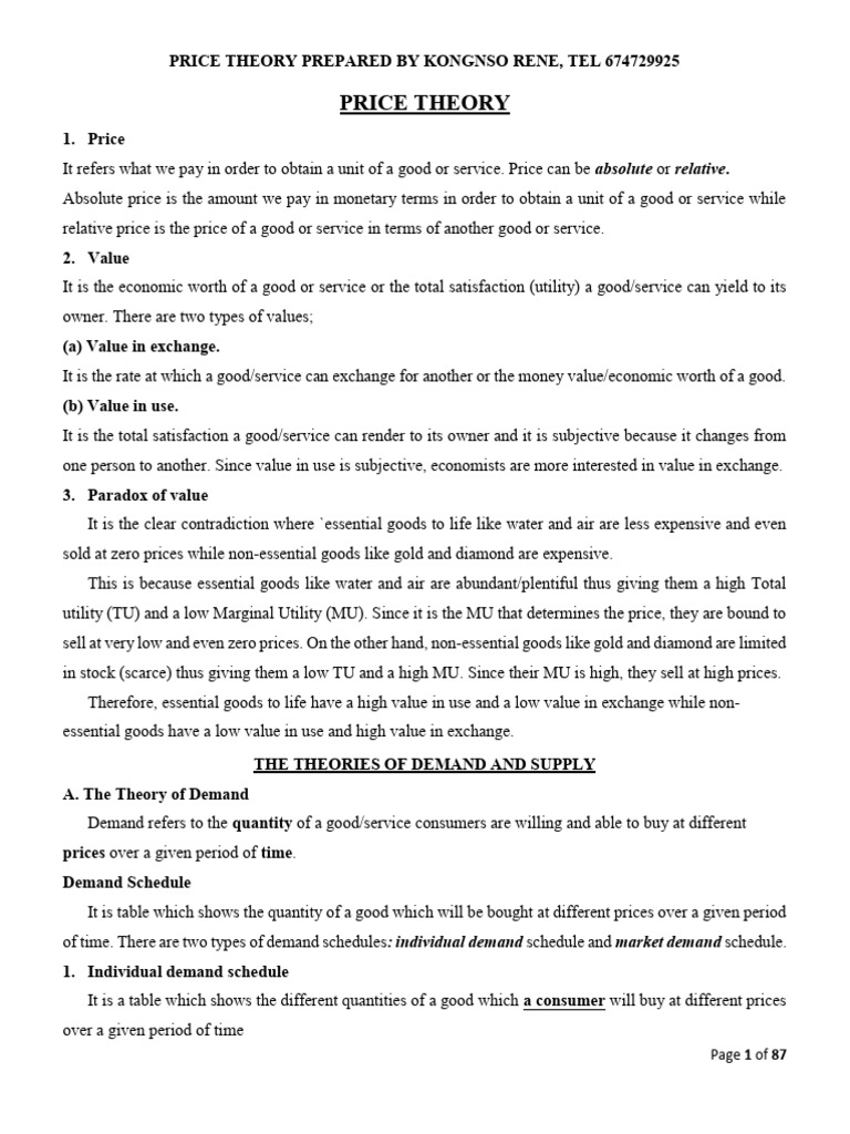 The Price Theory Complete by Kongnso Rene 674729925 | PDF | Demand ...