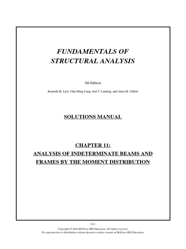 Fundamentals of Structural Analysis 5th Edition Leet Solutions Manual ...