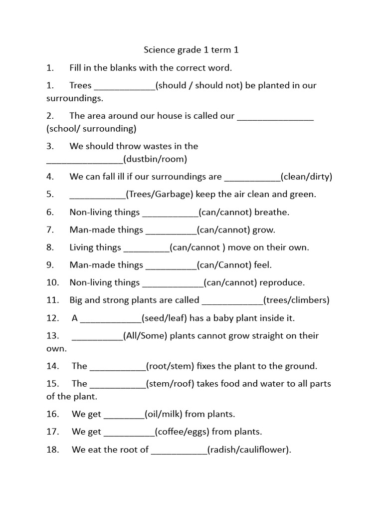 Science Grade 1 Term 1 | Download Free PDF | Plants | Root
