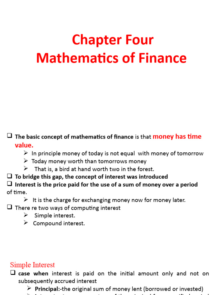 Maths CH 4@2014 | PDF | Interest | Present Value