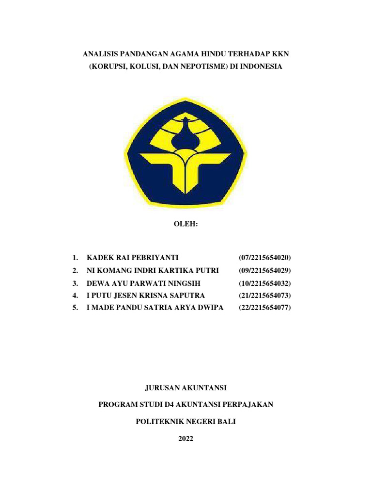 Pandangan Hindu tentang KKN di Indonesia | PDF | Politik | Sains ...