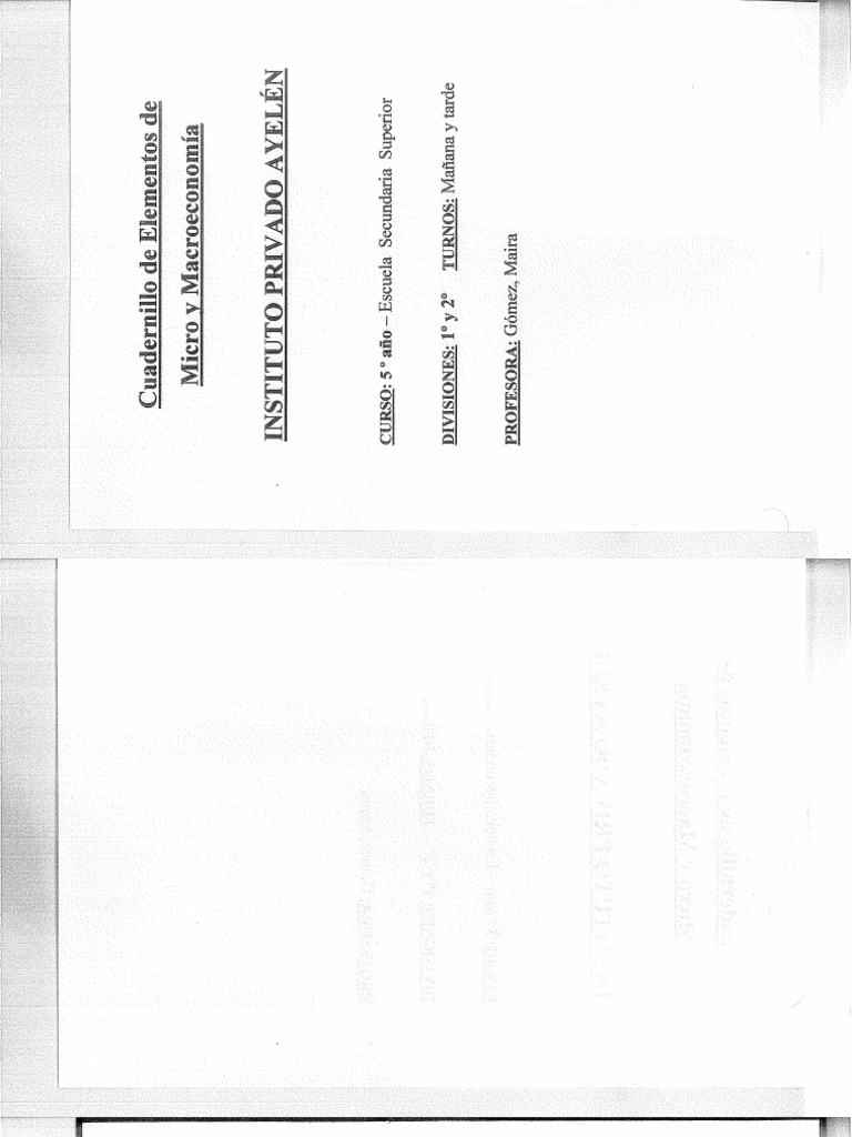 Cuadernillo de Elementos de Micro y Macroeconomía - 5°1° y 5°2° - Ipa | PDF